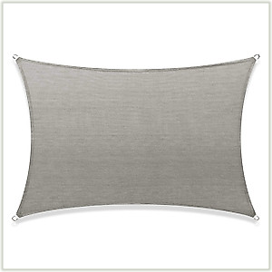 ColourTree 12' x 16' Gray Rectangle CTAPR1216 Sun Shade Sail Canopy Mesh Fabric UV Block - Commercial Heavy Duty - 190 GSM - 3 Years Warranty (We Make Custom Size)