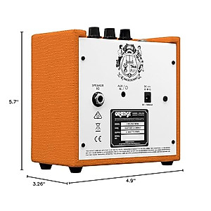 Orange Amps Crush Mini 3W Guitar Amp Combo Set with Power Adapter, Pig Hog Instrument Cable, 24x Guitar Picks, Battery & Liquid Audio Polishing Cloth - Portable Mini Amplifier, Guitar Amplifier