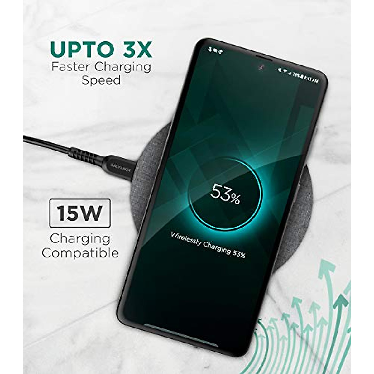 Encased Wireless Charger Pad for Samsung Models (Quick Charge 3.0) Galaxy Note/ S10 / S20 Plus / S21 / S22 / S23 Ultra (Fast Charging Qi Enabled) Non-Slip, Case Compatible (Premium Metal Construction)