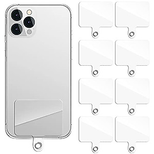 Blavvennt 8PCS [ Universal ] Phone Lanyard Patch Pad Tag, [ HANDFREE ] Phone Charm Strap Accessories to Crossbody with Neck Wrist Keychain Clear