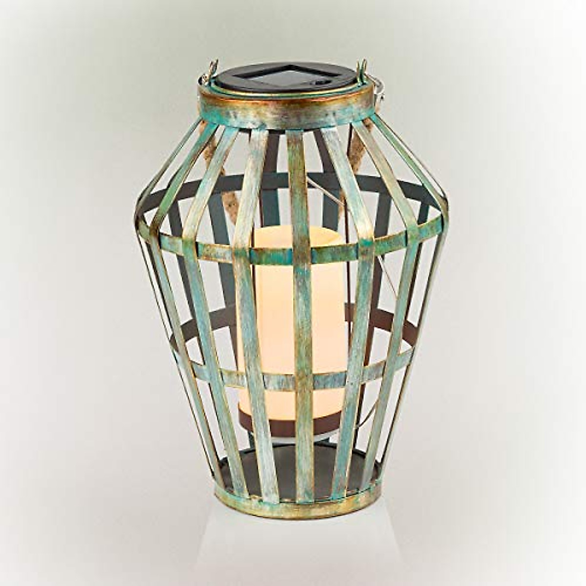 Alpine Corporation QLP1354SLR-HH-TM Alpine Metal Solar Lantern, Weathered Grey