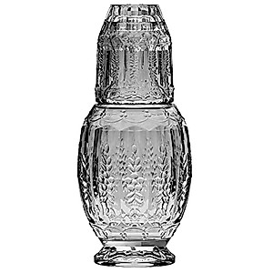 Elle Decor Vintage Bedside Water Carafe with Tumbler Glass – Elegant Pitcher and Matching Drinking Cup Doubles As Lid (Gray)