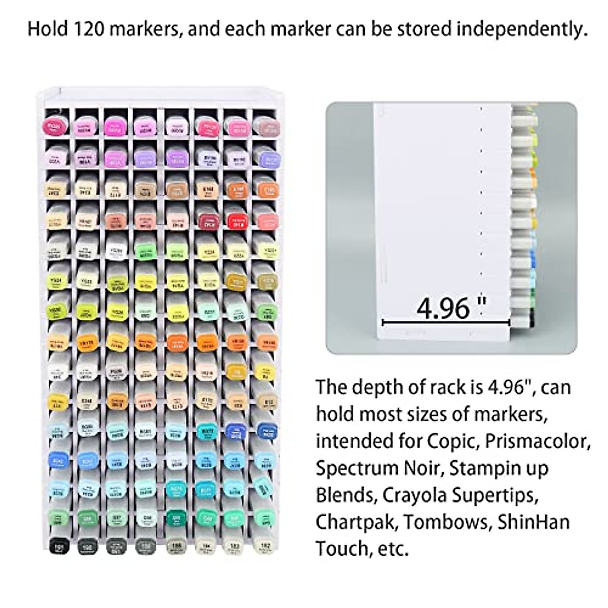 SANFURNEY Art Marker Storage Rack for 120 Markers, Watercolour Brushes Pens Color Pencils Organizer Holder for Desk
