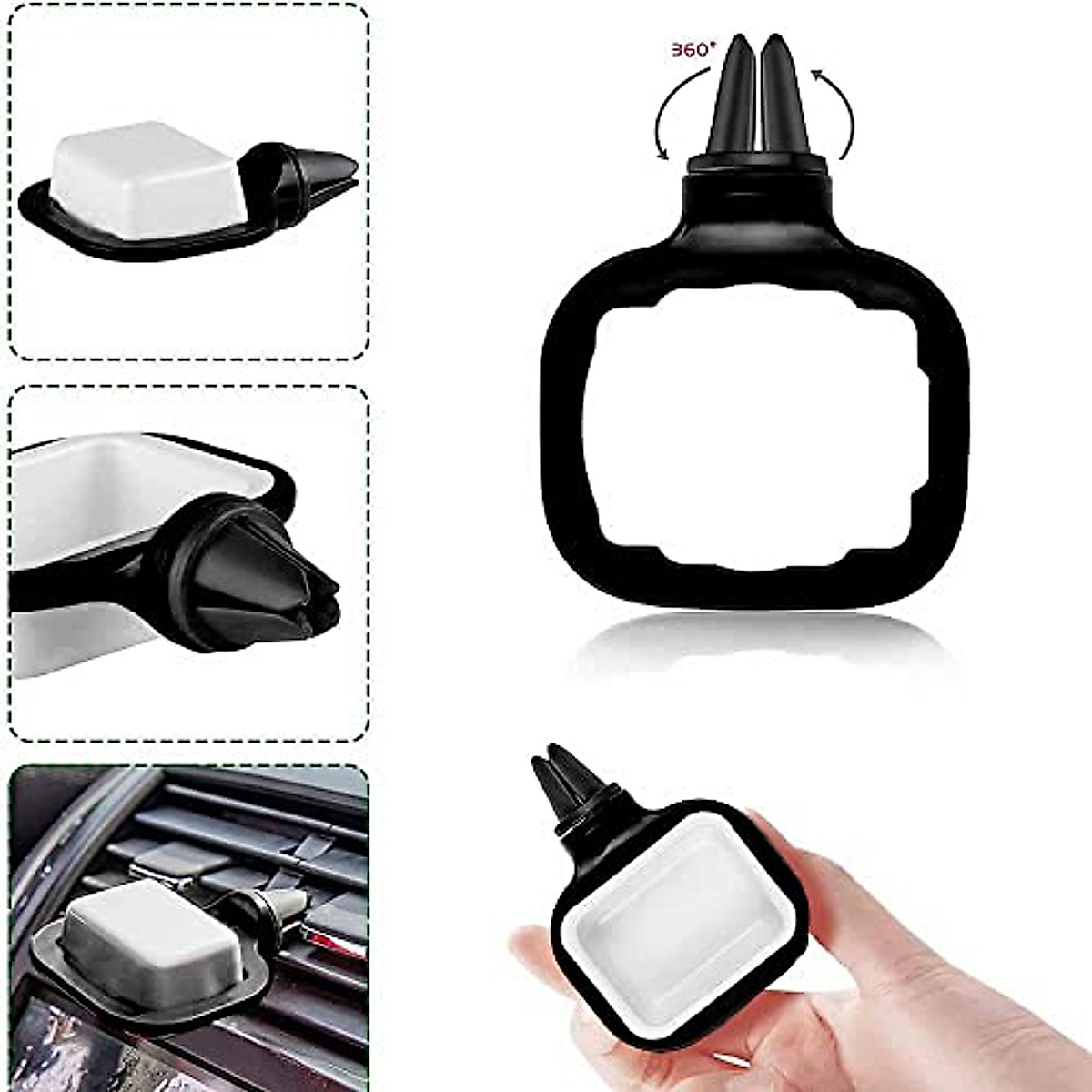 Lufapeach 4 PCS Car Sauce Holder Vent Dip Clip for Sauce Mini Sauce Holder Removable Dipping Sauces Holder Dipping Dish Container for Car Vent (Black)