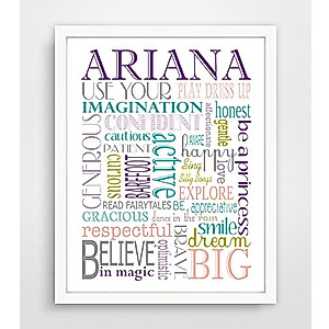 Personalized Kids Wall Art Print, Nursery Art, Children Wall Art. Purple Modern Subway Rules with Child's Name 8x10 inch print ** FRAME NOT INCLUDED, PRINT ONLY