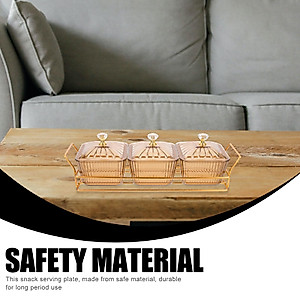 Cabilock Dry Fruit Tray with Lid Divided Snacks Dish Serving Plate Appetizer Plate with Tray Party Nuts Plate Food Storage Box Containers (3-Grid)