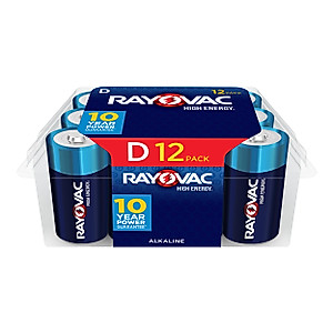 Rayovac High Energy D Batteries (12 Pack), Alkaline D Cell Batteries