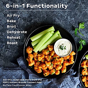 Instant Vortex Plus Air Fryer Oven, 6 Quart, From the Makers of Instant Pot, 6-in-1, Broil, Roast, Dehydrate, Bake, Non-stick and Dishwasher-Safe Basket, App With Over 100 Recipes, Stainless Steel