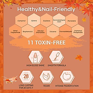 modelones 20 Colors Gel Nail Polish Kit- Fall Winter 24 Pcs Gold Orange Gel Polish Set Yellow Brown Soak Off Nail Polish Kit with Bond Primer Glossy& Matte Top Base Coat DIY Nail Art