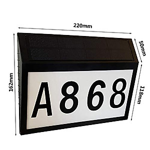 OSALADI Solar Lights Outdoor Metal Sign House Numbers Solar Powered Address Sign Set Lighted Address Sign Lamp for Home Street Garden Doorplate Black Outdoor Sign Outside Solar Lights