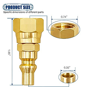 Xastro 1/4'' RV Propane Quick Connect Adapter Fittings LP Quick Connect Fittings for Camping Grills, Fire Pits, Heaters and RV Quick Connect 1/4" Quick Key Connect Pulg x 3/8'' Female Flare