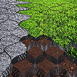 9 X17 ft Gravel Grid 2 Inch Depth,1885 LBS Per SQ Strength, Ground Stabilization Grid Paver for Slope, Subgrade Work, Driveways, Landscaping, 1885 LBS Per SQ Tensile Strength