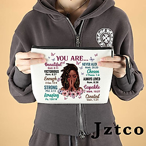 Jztco Inspirational Makeup Bag Christian Gifts You Are Beautiful Strong Amazing Created Travel Makeup Zipper Bag Girl for Women Friends Sisters Mom Aunt Faith Cosmetic Bag