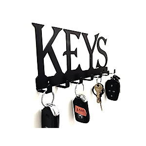 HeavenlyKraft Keys Black Metal Wall Mounted Key Holder Self Adhesive Hooks Keychain Holder Keychain Hanger Metal Key Holder self Adhesive Key Holder for Wall 27 X 11 X 3 cm