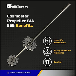 Cosmostar Stainless Steel Mixing Gear Blade 55 Gallon Paint Mixer Stirring Propeller Tools for Paint Epoxy, Resin, Silicone Stirrer Paddle with ⌀0.47” Shaft Rod, Gear ⌀ in 5.5 in