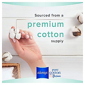 Always Pure Cotton with Flexfoam Pads, Size 1,Regular Absorbency (3 Packs of 14-36 Count Total)