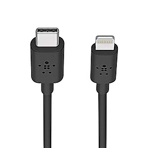 Belkin USB-C to Lightning Cable (4ft Fast Charging iPhone USB-C Cable for iPhone 11, 11 Pro, 11 Pro Max, XS, XS Max, XR, X, MacBook, iPad and more, Apple MFi-Certified), Black (F8J239bt04-BLK)