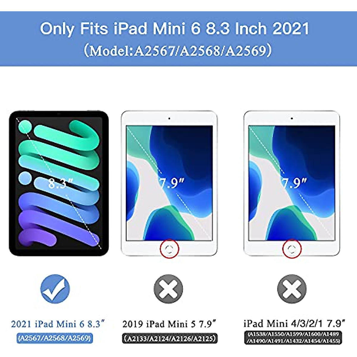 Azzsy Case for iPad Mini 6 8.3 Inch 2021 with Pencil Holder, Slim Heavy Duty Shockproof Rugged Protective Kids Case for iPad Mini 6th Generation 8.3”2021,Black