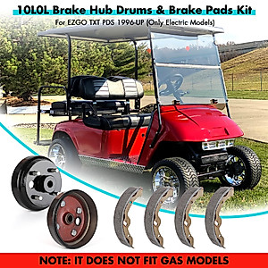 10L0L Golf Cart EZGO Brake Maintenance Kit for 1997-Up Electric EZGO TXT PDS,Incl. Brake Hub Drums & Brake Pads/Shoes, OEM# 19186G1, 70794G01, 70795G01, 27943G01(NOT FIT Gas Models)