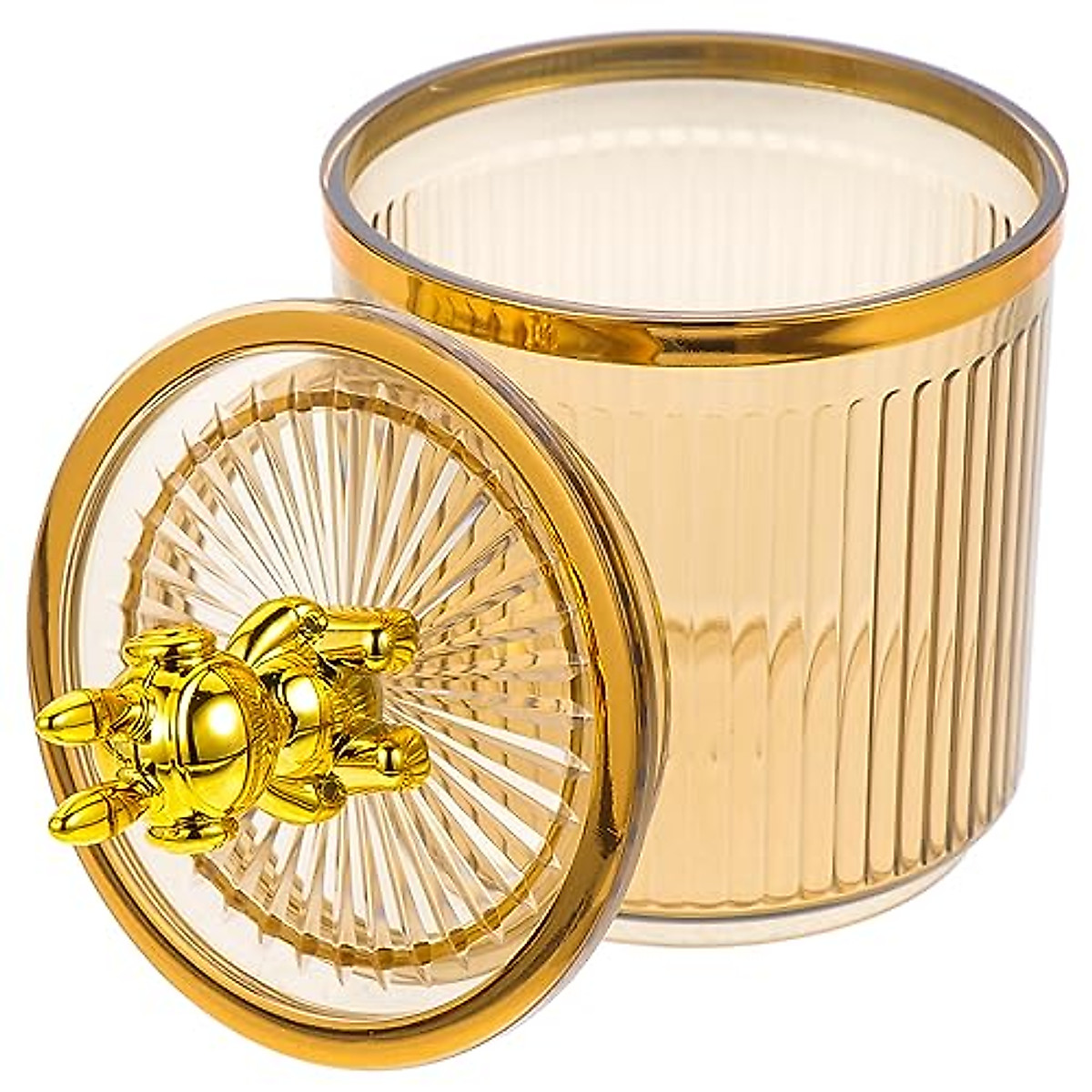 Garneck 2pcs space bunny storage tank cotton round holder medicine bottles with caps round vanity tray candy dish covered candy bowl bathroom canister acrylic canister clear acrylic jar