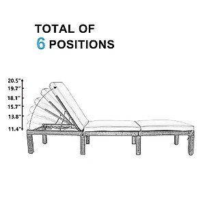 LZ LEISURE ZONE Patio Chaise Lounges, Patio Furniture Set, Outdoor Adjustable PE Rattan Wicker Chaise Lounge Chair, Patio Sunbed, for Poolside, Porch and Garden (Blue+Black, 1 Piece)