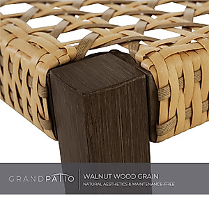 Grand patio Outdoor Wicker Bench with Storage 2-Seat Patio Bench for Garden Porch Living Room Bedroom