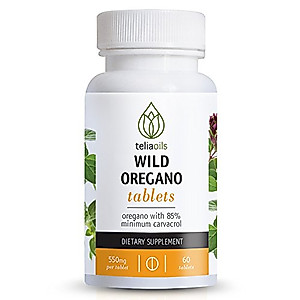 Teliaoils Wild Oregano Tablets from Oregano with Over 85% Carvacrol. Ideal to Boost The Immune System. Powerful antioxidant