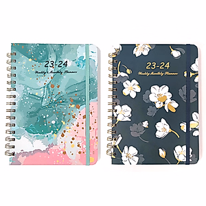 Hourly Weekly Planner, Academic Diary 2023-2024 Mid Year Diary July 2023-June 2024 A5 Week to View Twin-Wire Binding Weekly Planner with Hardcover for Home, School Office (Black)