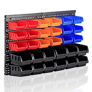 RIVTUN 4 Colors Wall Mounted Storage Bins, Parts Rack, 30-Bin Organizer Garage Plastic Shop Tool Storage Rack, Best Unique Tool Gift for Men, 2023 NEW