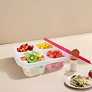 AQSXO 5 Pcs Bento Snack Food Containers, Divided Food Storage with Lids for Travel, Reusable Meal Prep Lunch Containers.