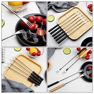 Hemoton Stainless Steel Fondue Forks: Kabob Skewer BBQ Forks Roasting Sticks Cheese Fondue Forks For Sausage Hot Dog Campfire Camping Stove Grill Black 6Pcs