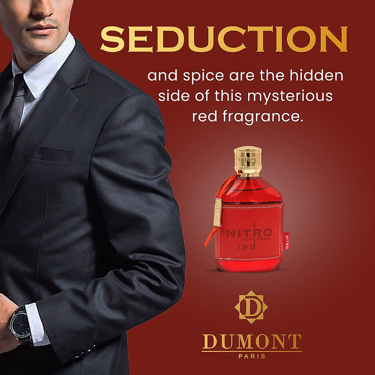 Dumont NITRO RED - 3.4oz - Eau De Parfum - Luxury Perfume for Men - Fruit, Woody, Floral & Masculine Fragrance - Long Lasting Cologne Mist & Body Spray - for Him