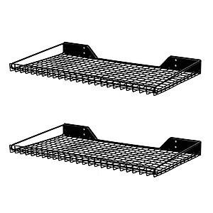 Wallmaster Heavy Duty Garage Wall Shelving 2 Pack 23.6"x11.8" Metal Wire Shelves Wall Mount Mesh Storage Rack for Garage, Office, Basement and Kithcen, max Load 100 lbs (Black)