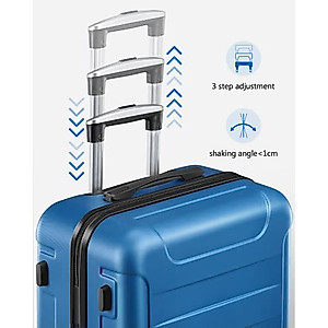 SunnyTour Hardside Luggage Sets with Tag, Luggage 3 Piece Set with Double Spinner Wheels, 28" Expandable Checked Luggage, Blue