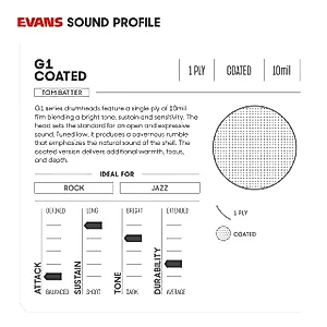 Evans Drum Heads - G1 Coated Tom Drumhead, 14 Inch