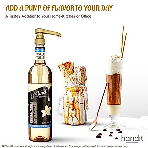 HANDIT - Gold Coffee Syrup Pumps | Fits Liter 750ml / 25-4oz Syrups Torani, DaVinci, Jordan's Skinny and Monin 33.8oz Plastic Bottles | 4-Pack