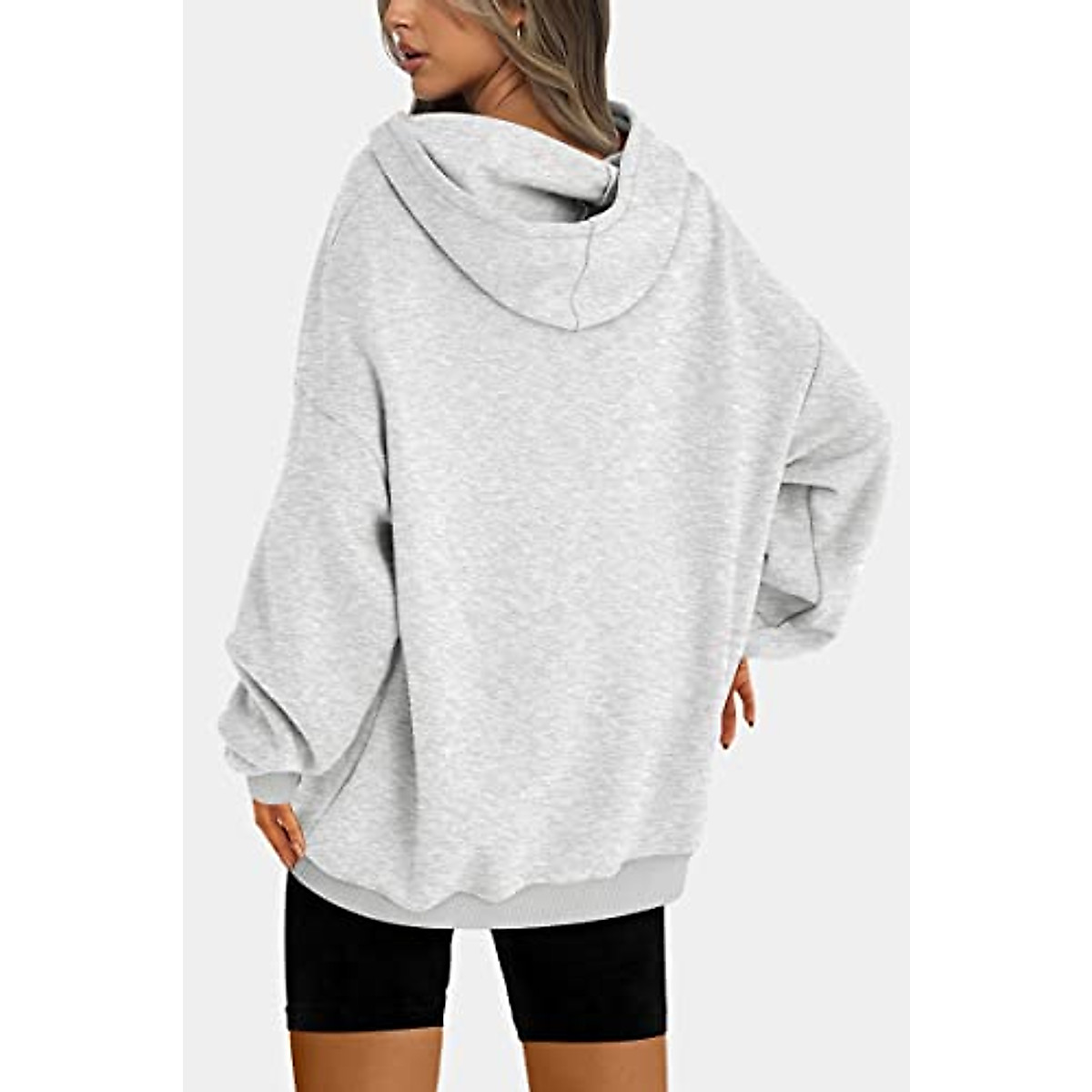 EFAN Sweatshirts Hoodies for Women Oversized Fall Fashion Outfits 2023 Clothes Solid Basic Soft Yoga Loose Winter Tops Sweaters Grey
