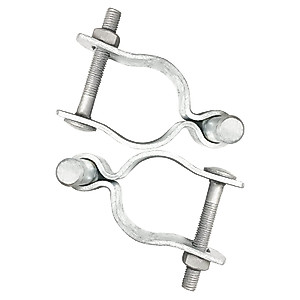 2 Pack Chain Link Fence Gate Post Hinge - Use for Outside Diameter Post/Pipe - Galvanized Chain Link Post Gate Hinge - Nut/Bolt Included (1-5/8 Inch)