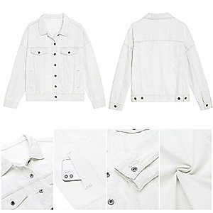 luvamia White Lightweight Jacket Women White Lightweight Jean Jacket Women Chaquetas De Invierno Para Mujer Chaquetas De Mujer Casual Elegantes Warm Jackets For Women Brilliant White Size Small