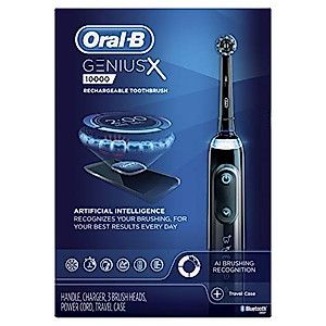 Oral-B GENIUS X Electric Toothbrush with 3 Oral-B Replacement Brush Heads and Toothbrush Case, Black