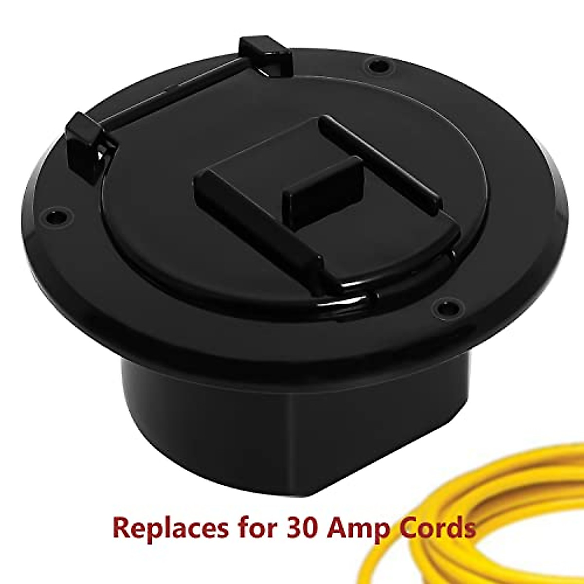 Foifatt RV Cable Hatch 4 1/4-inch Round for 30 Amp Camper Electric Cords Replacement Deluxe Round Electric Cable Hatch Cover (Black)