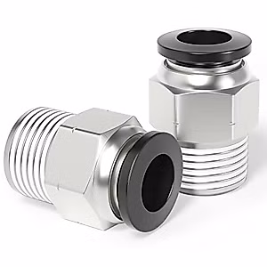 TAILONZ PNEUMATIC Male Straight 3/8 Inch Tube OD x 3/8 Inch NPT Thread Push to Connect Fittings PC-3/8-N3 (Pack of 10)