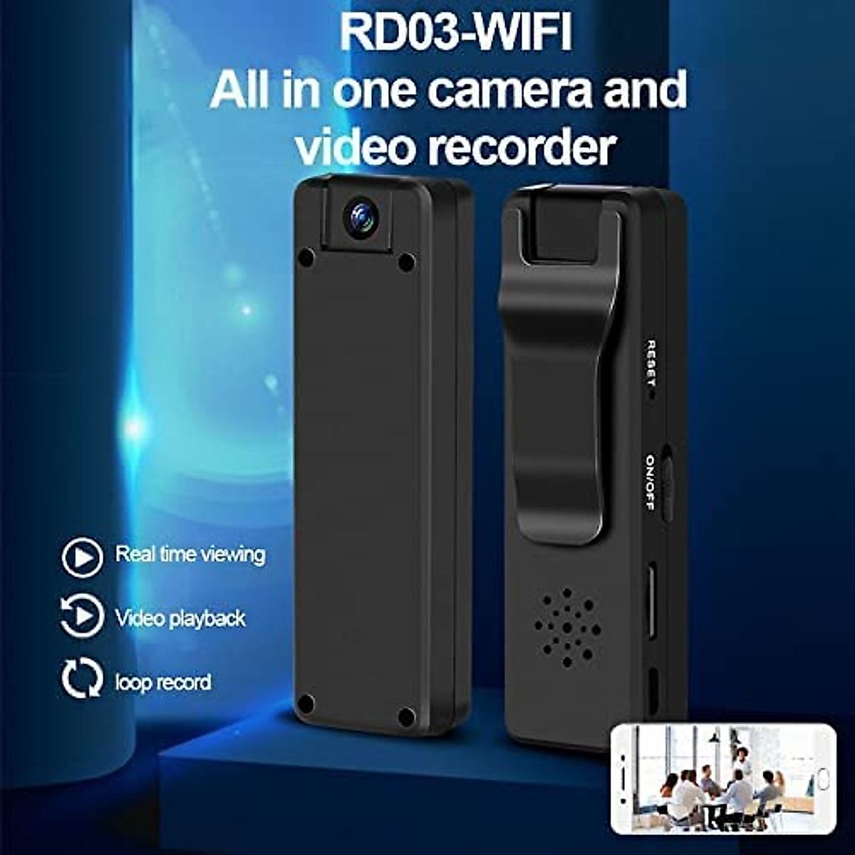 Hidden Spy Camera Mini Body WiFi Camera Wireless Pen Security Nanny Cam,Home Security Dog Camera Indoor Outdoor Camera, App Remote View Loop 180° Rotation Built-in Battery Camera no WiFi Needed