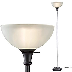 LIGHTACCENTS Bronze Floor Lamp with Glass Shade - Torch Floor Lamps Torch Lamp Floor Lamps for Living Room, Bedrooms, Office - Bronze Floor Lamp, Pole Lamps for Living Room Decor