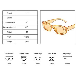 ENTHYI Rectangle Sunglasses for Women Retro 90s Sunglasses Small Narrow Square Frame UV400 Protection (Sand green + beige)