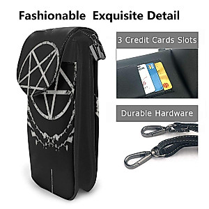 YongColer Fashion Small Cellphone Crossbody Shoulder Bag Gothic Occult Satan Penta Symbol Skull Cell Phone Purse Wallet Lightweight Roomy Pockets Smartphone Bag For Women Girls Teens