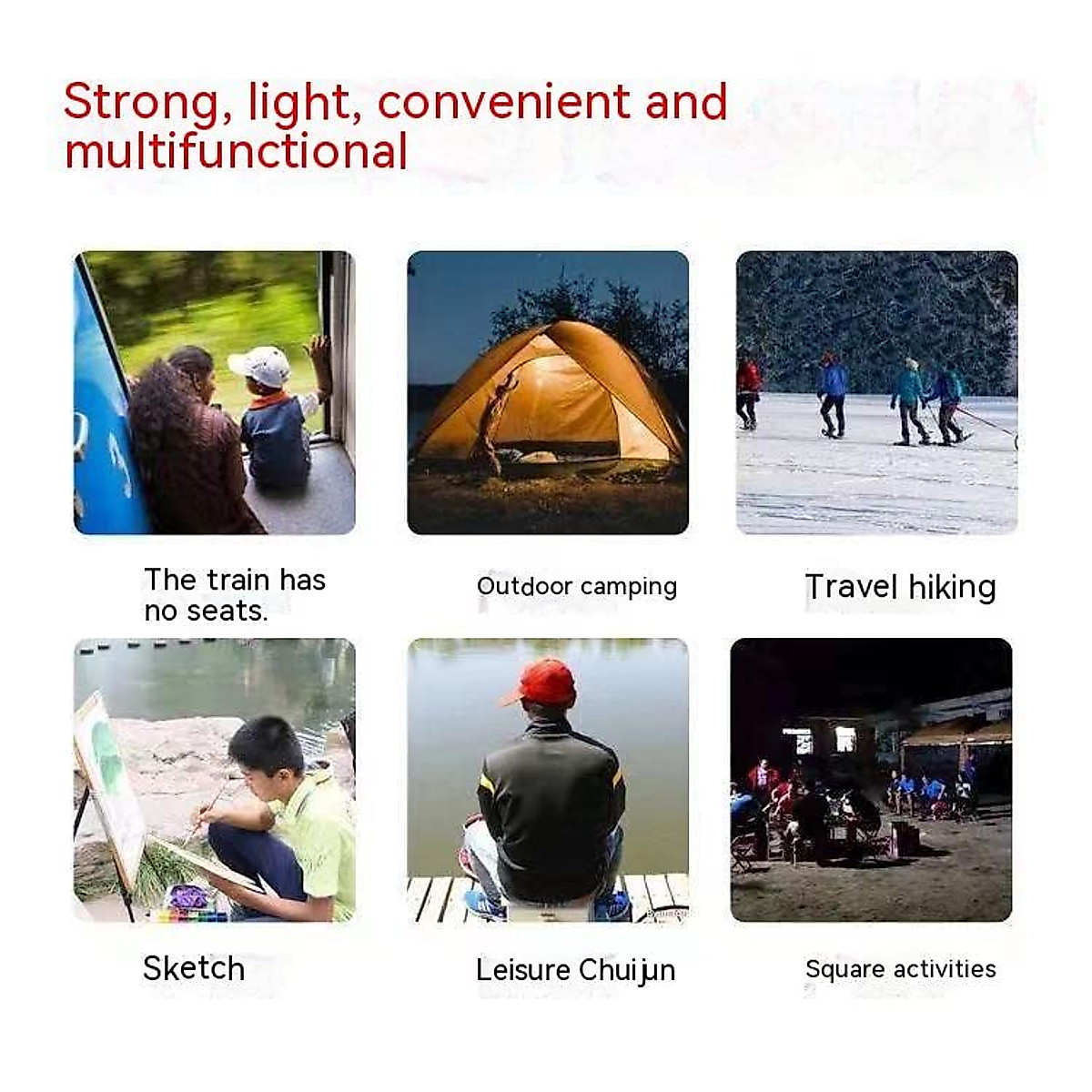 HIVVI Mini Camping Chair, Outdoor Folding Aluminum Alloy Fishing Stool, Portable Camping Stool, with Storage Bags