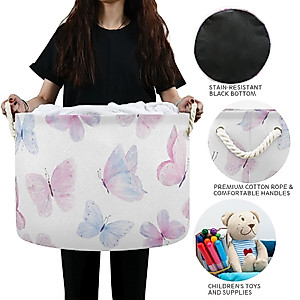 xigua Cotton Rope Basket Cute Butterflies Baby Laundry Basket Blanket Kids Toy Storage Basket Glove Box