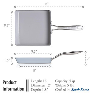 TECHEF - CeraTerra Ceramic Nonstick Tamagoyaki Japanese Omelette Pan/Egg Pan Skillet, (PTFE, PFAS, and PFOA Free), Induction-Ready, Made in Korea