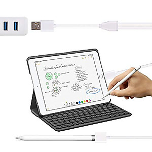 Charger Adapter for Apple Pencil Adapter Compatible with iPad Pro Pencil Accessories Male to Female Flexible Connector 2in1 Charging Cable 150CM